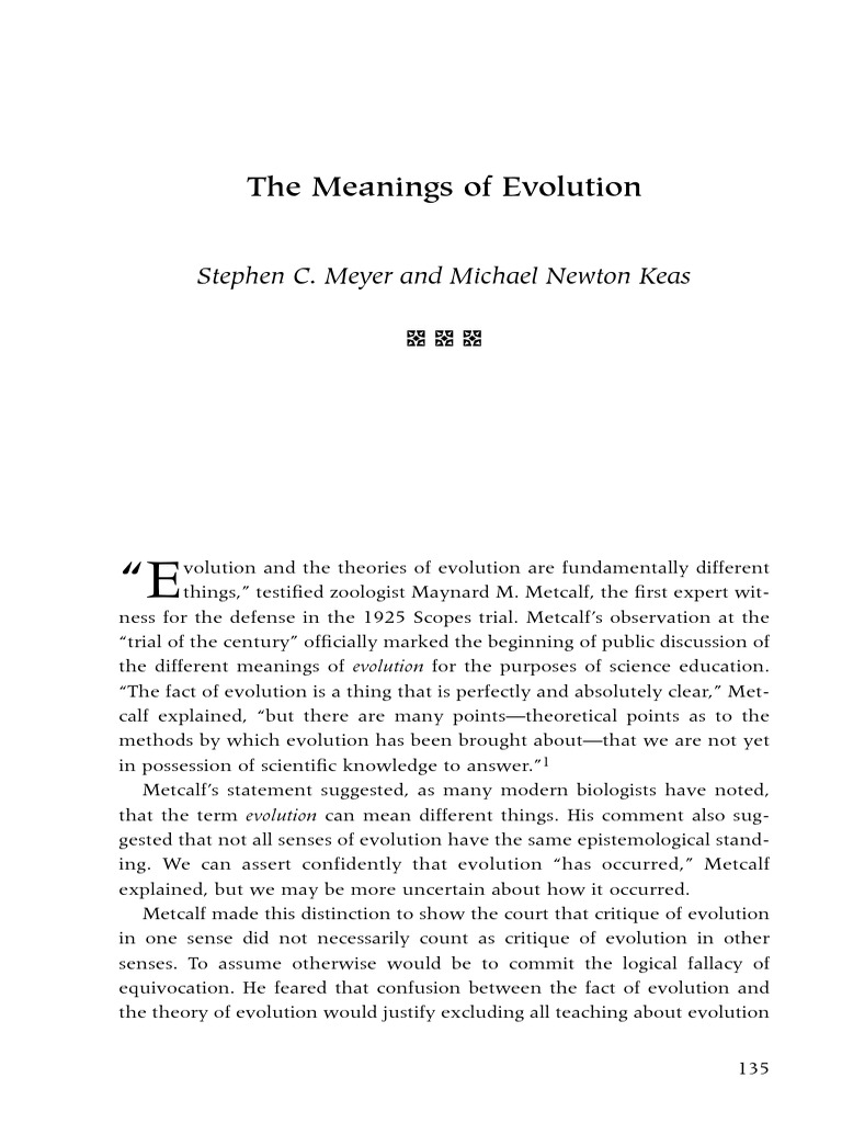 The Meanings of Evolution Author Stephen C Meyer, Michael Newton Keas | PDF | Evolution ...