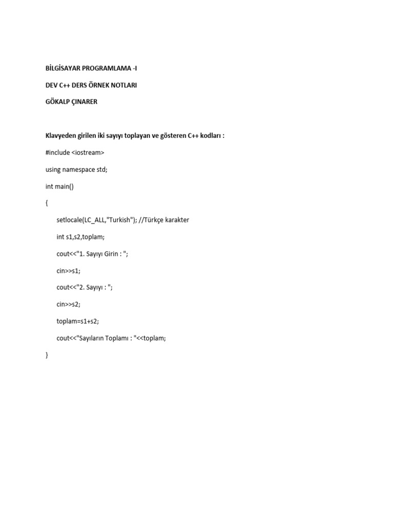 Programlama Not | PDF