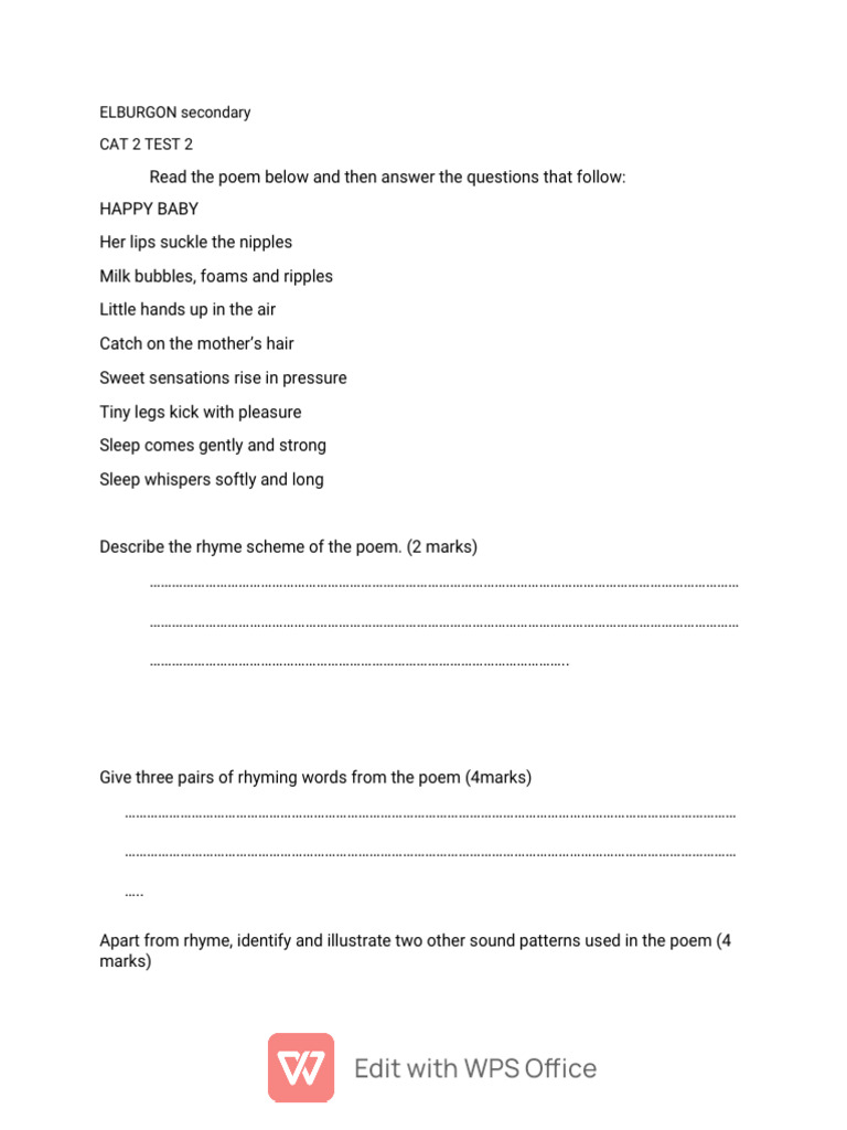 ELBURGON Secondary Cat 2 Test 2 | PDF