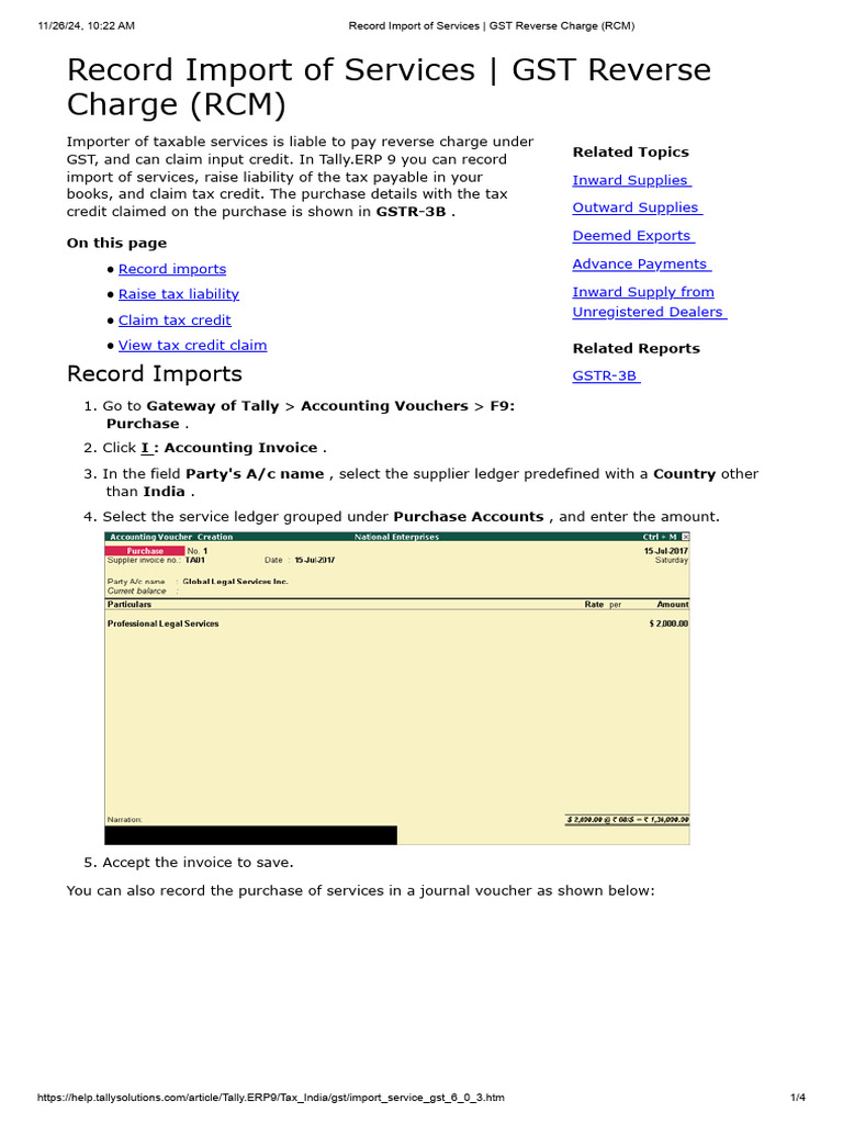 Record Import of Services - GST Reverse Charge (RCM) | PDF | Value ...