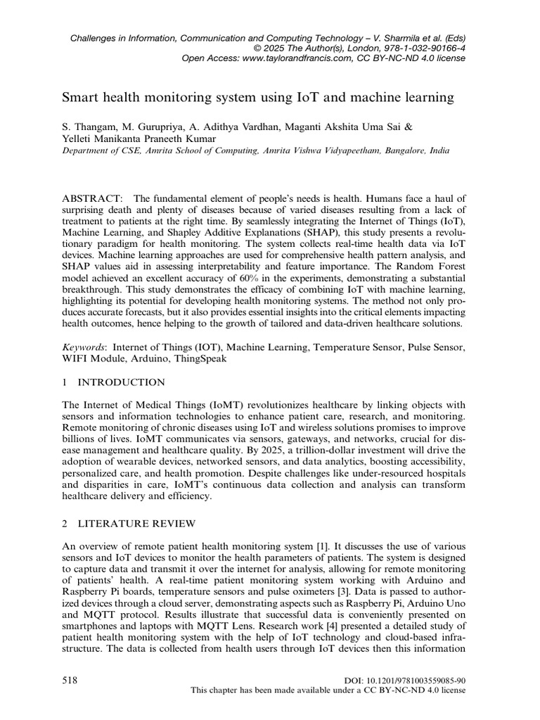 Smart Health Monitoring System Using IoT and Machi | PDF | Internet Of ...