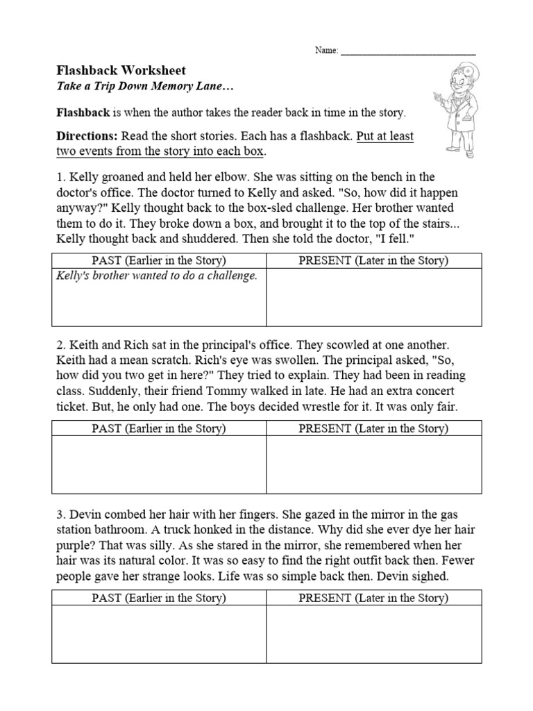 Flashback Worksheet for Short Stories | PDF