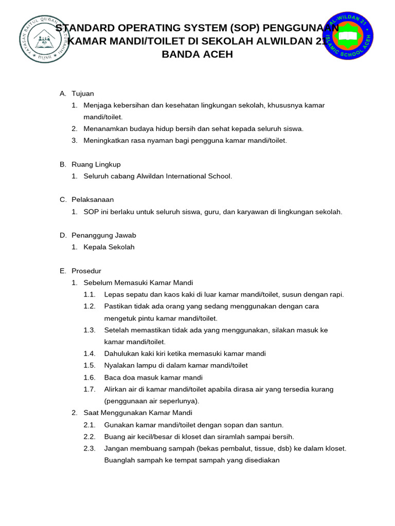SOP Kamar Mandi | PDF