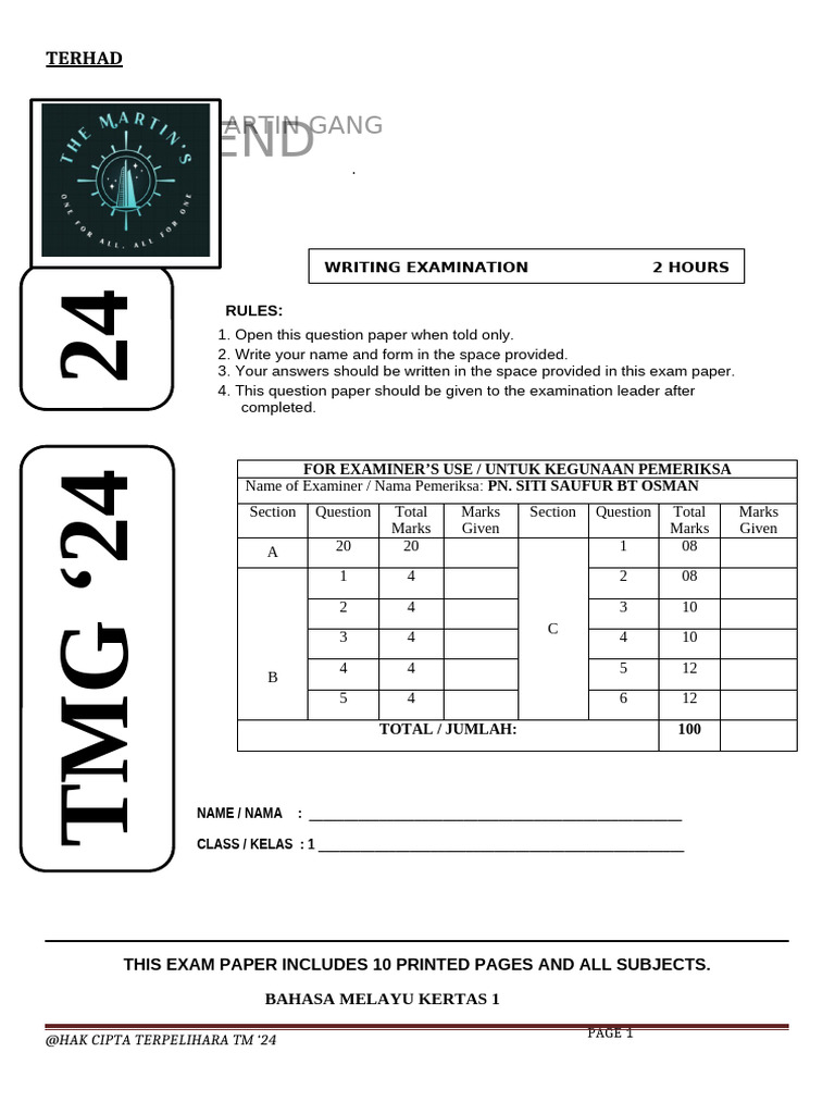 Year End Examination TMG | PDF