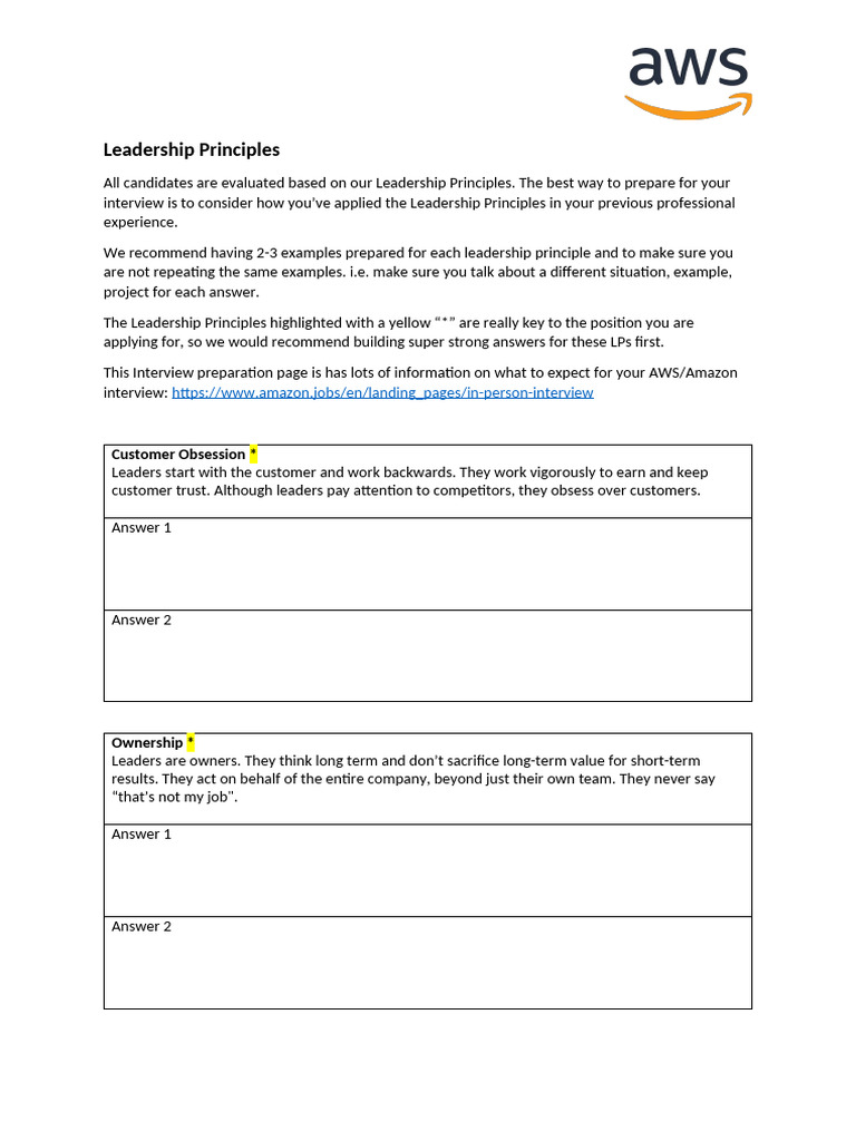 Preparing for AWS Leadership Interviews | PDF | Leadership | Social ...