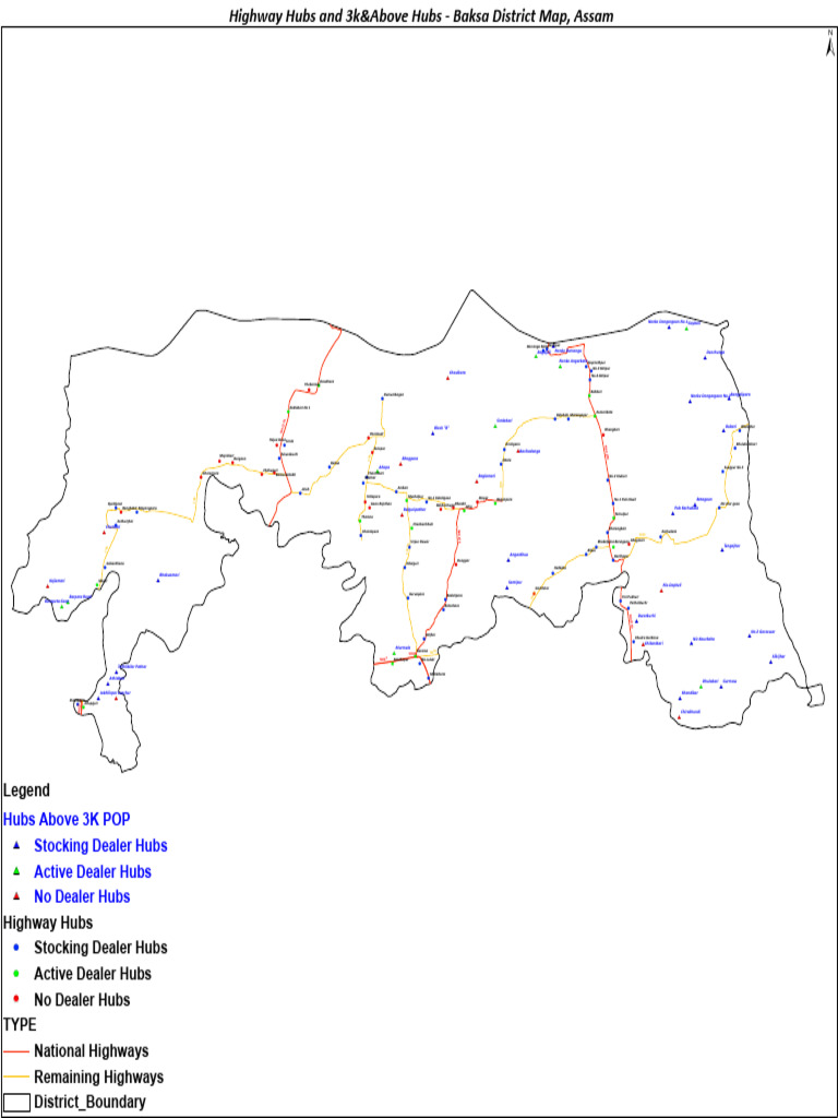 Highway Hubs and 3k&above Hubs - Baksa District Map, Assam | PDF
