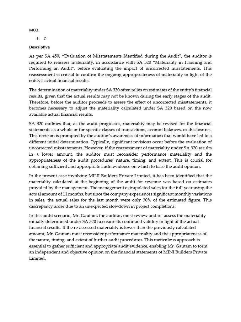 test 3 - chap 4 ans | PDF | Audit | Internal Control