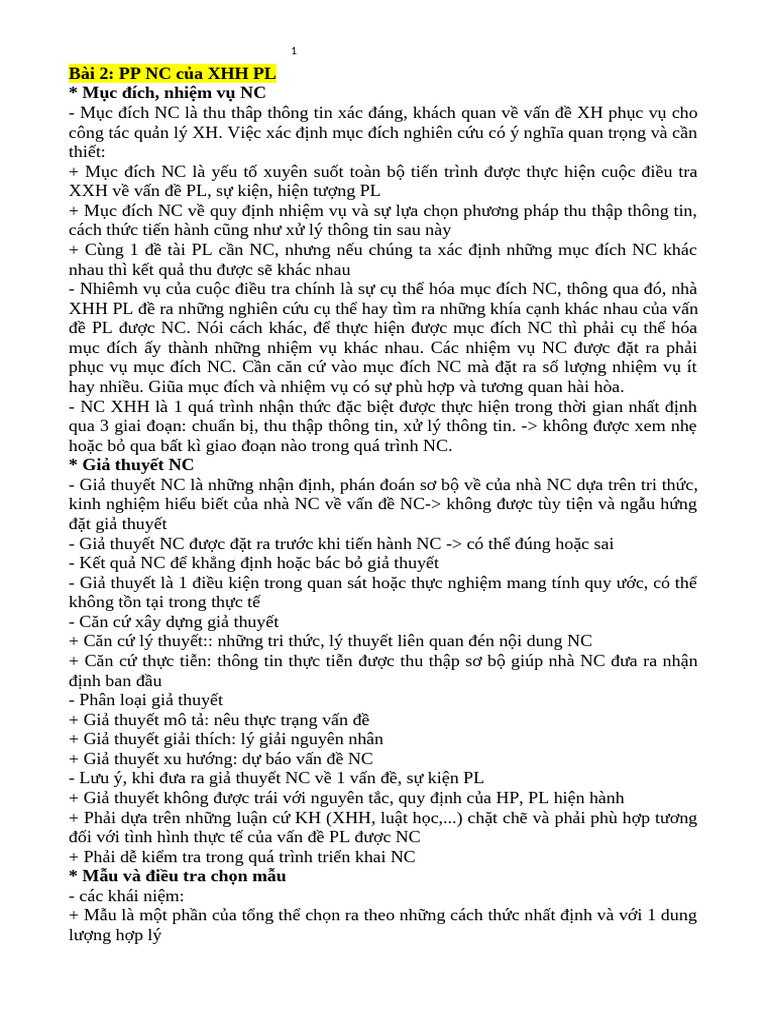 đề-cương-XHH-PL 2 | PDF