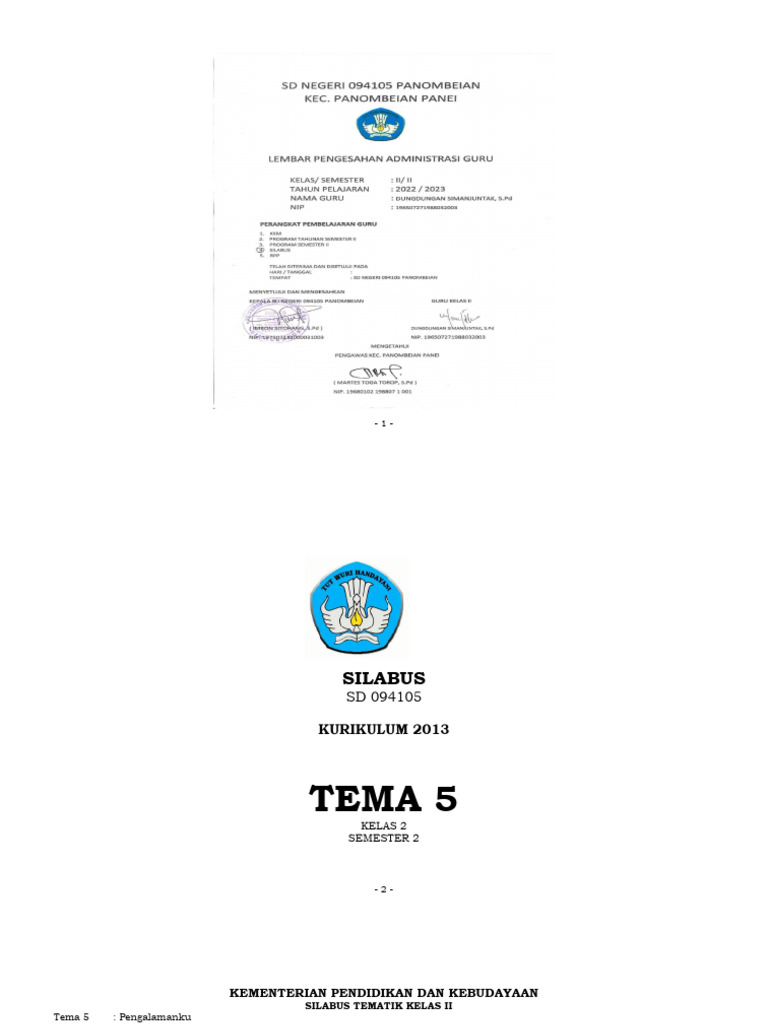Silabus Kelas 2 Tema 5 6 7 8 | PDF