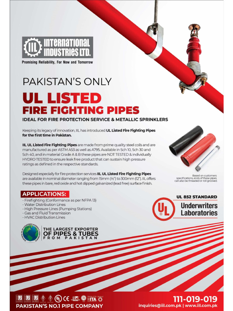 UL Listed Fire Fighting Pipes | PDF