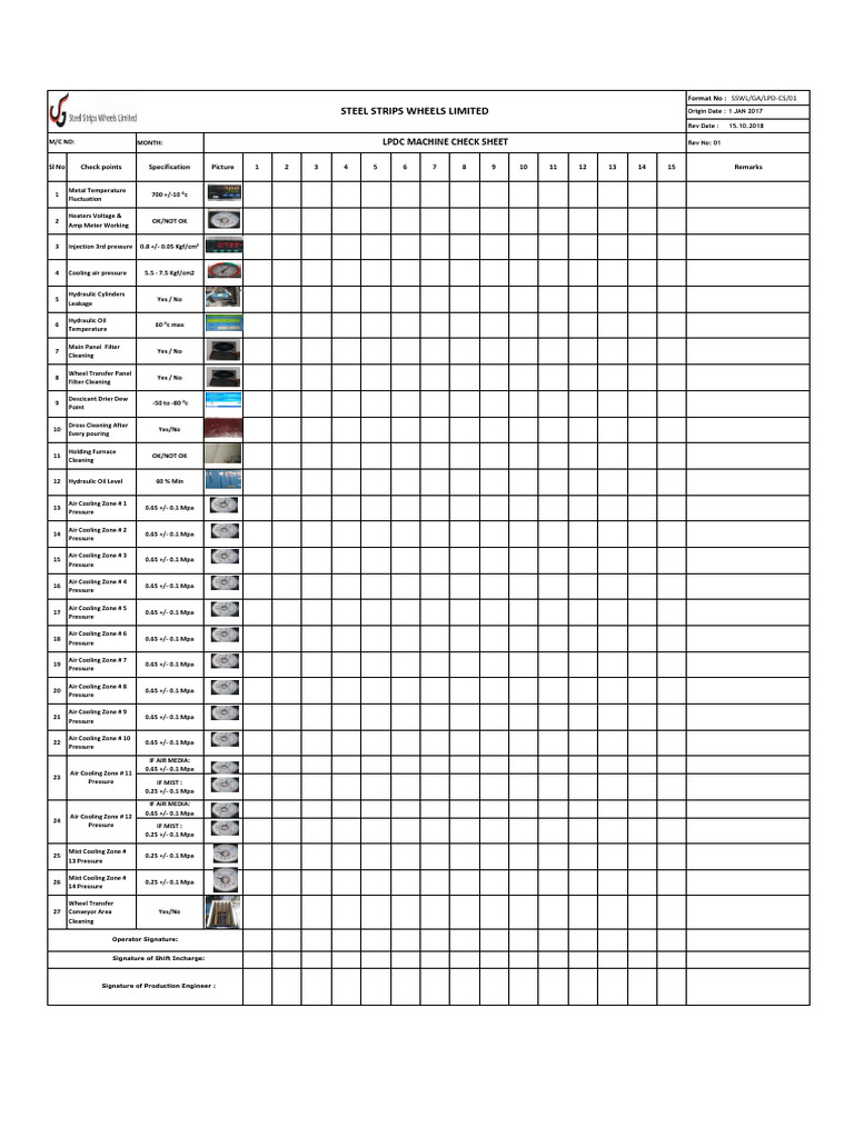 LPDC Machine Check Sheet - A4 80PAGES | PDF | Secondary Sector Of The ...
