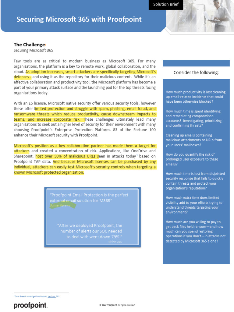 Secure Microsoft 365 with Proofpoint | PDF | Security | Computer Security
