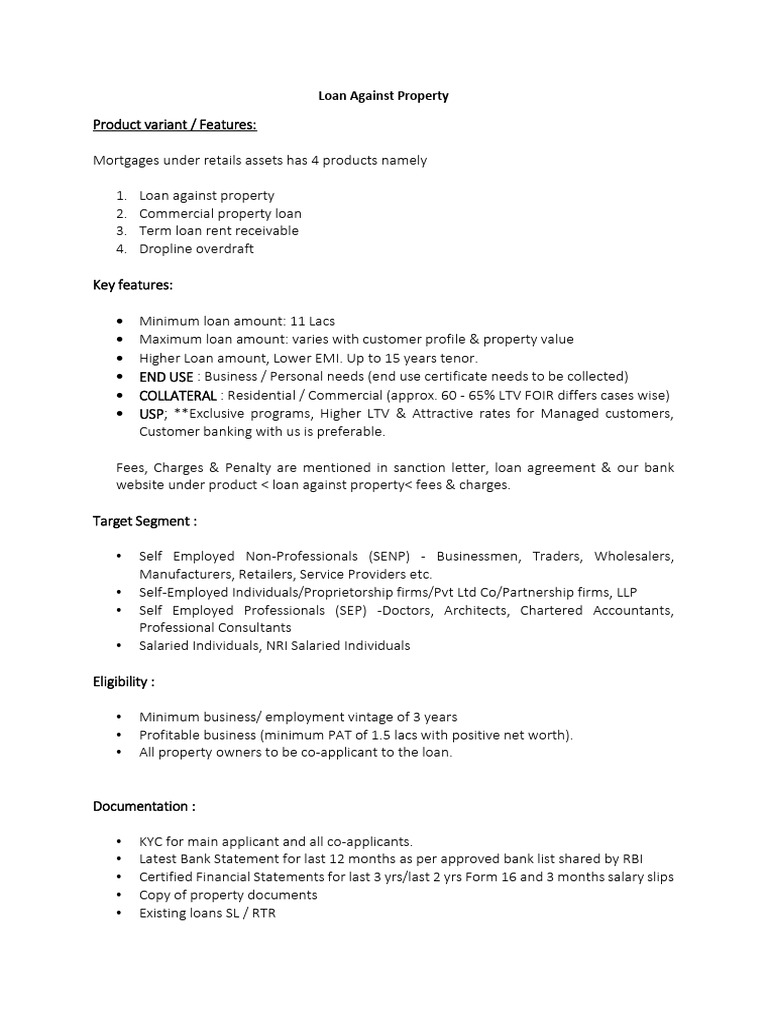Loan Against Property Pdf