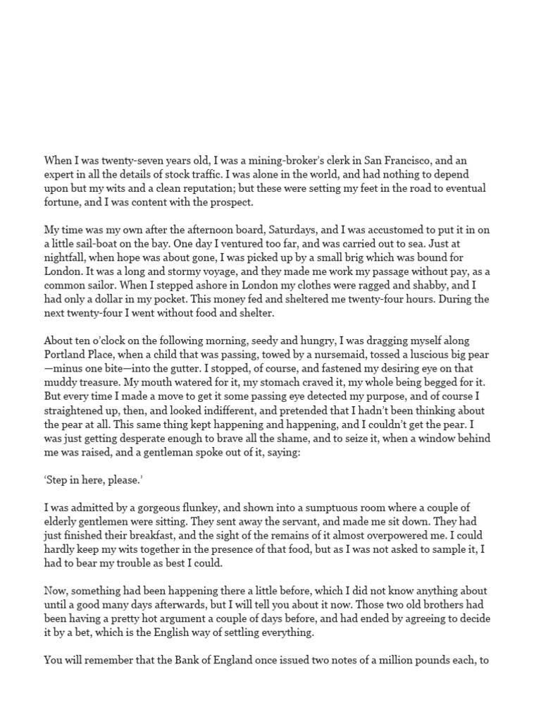 Satire in Twain's Bank-Note Excerpt | PDF