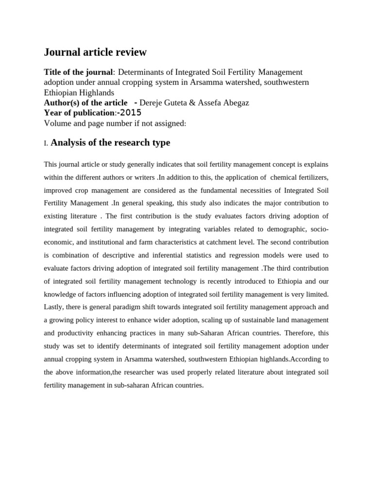 Journal article review DR ASSEFA | PDF | Sampling (Statistics) | Survey Methodology