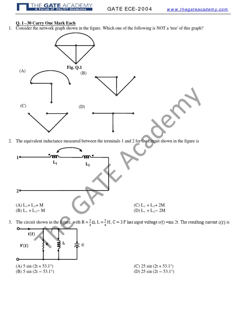 ECE 2004 Gate Question Papers | PDF | Mosfet | Detector (Radio)