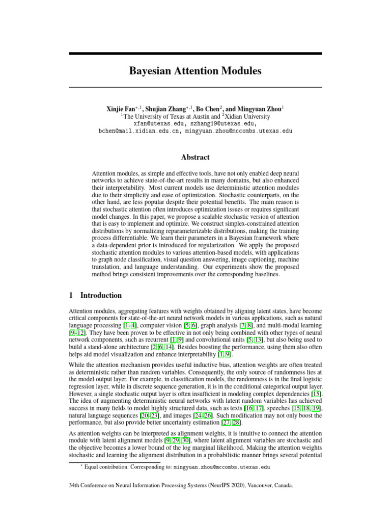 Bayesian Attention Modules | PDF | Artificial Neural Network | Statistical Inference