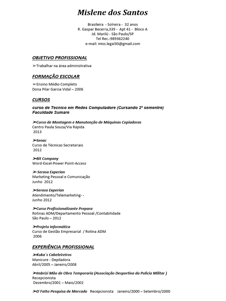 Curriculo Mislene | PDF