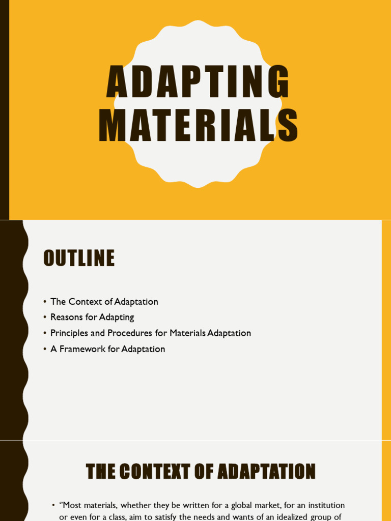 Adapt. Materials ELT DEPARTMENT | PDF | Learning | Teachers