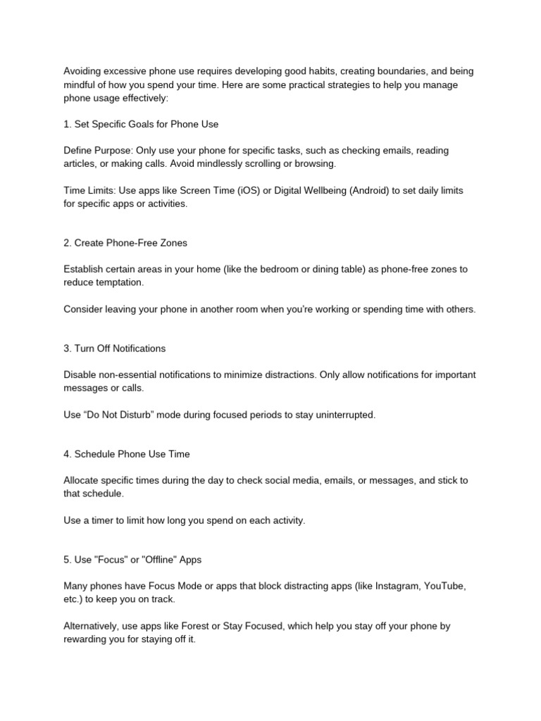 Avoiding Excessive Phone Use Requires Developing Good Habits, Creating ...