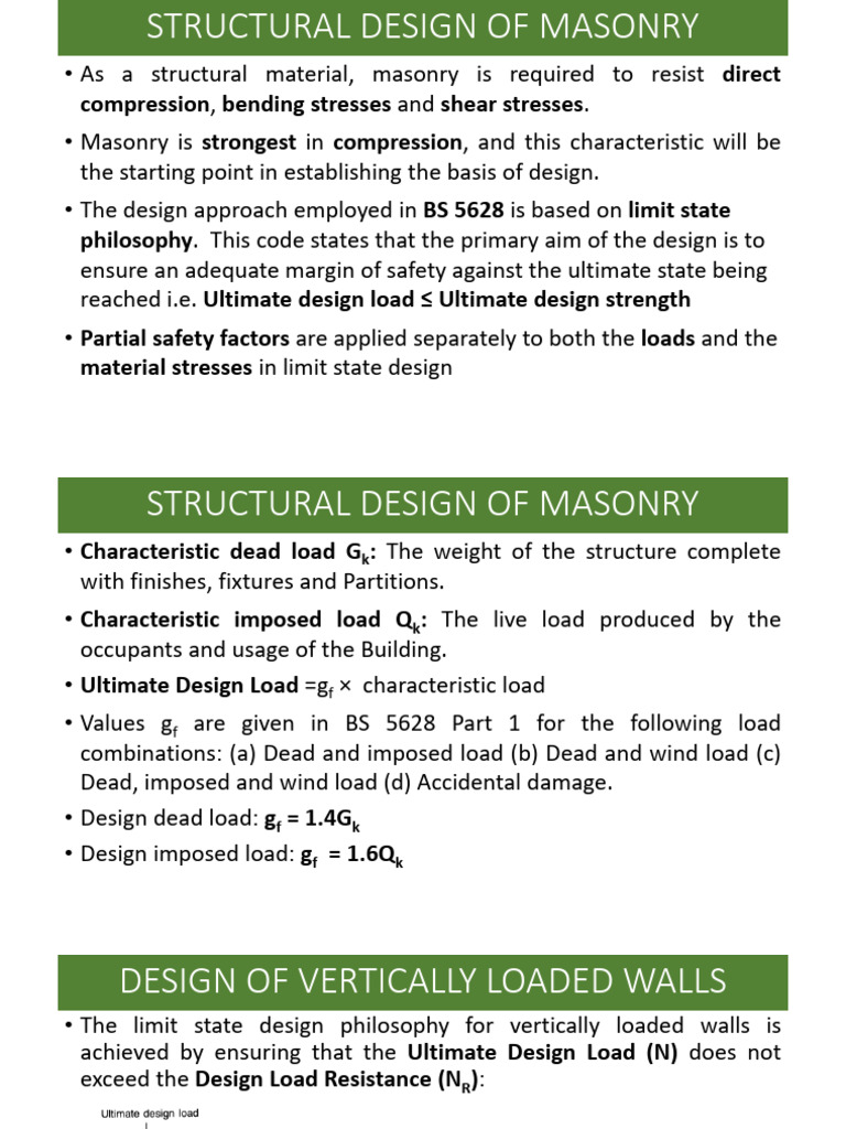 Lecture 3 - Design of Vertically Loaded Walls | PDF | Structural Load ...