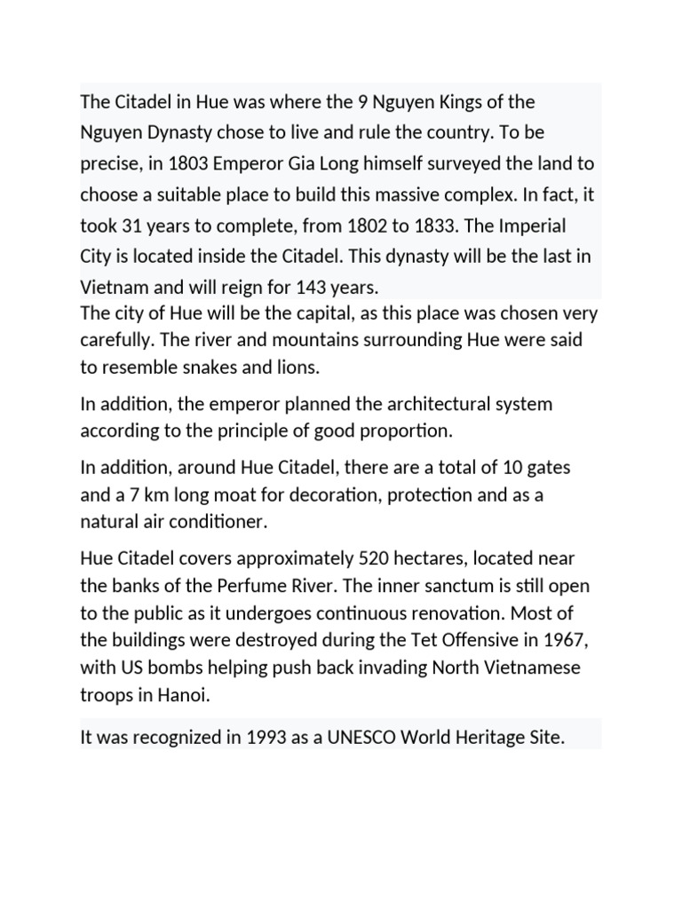 Historys Hue Imperial Citadel | PDF