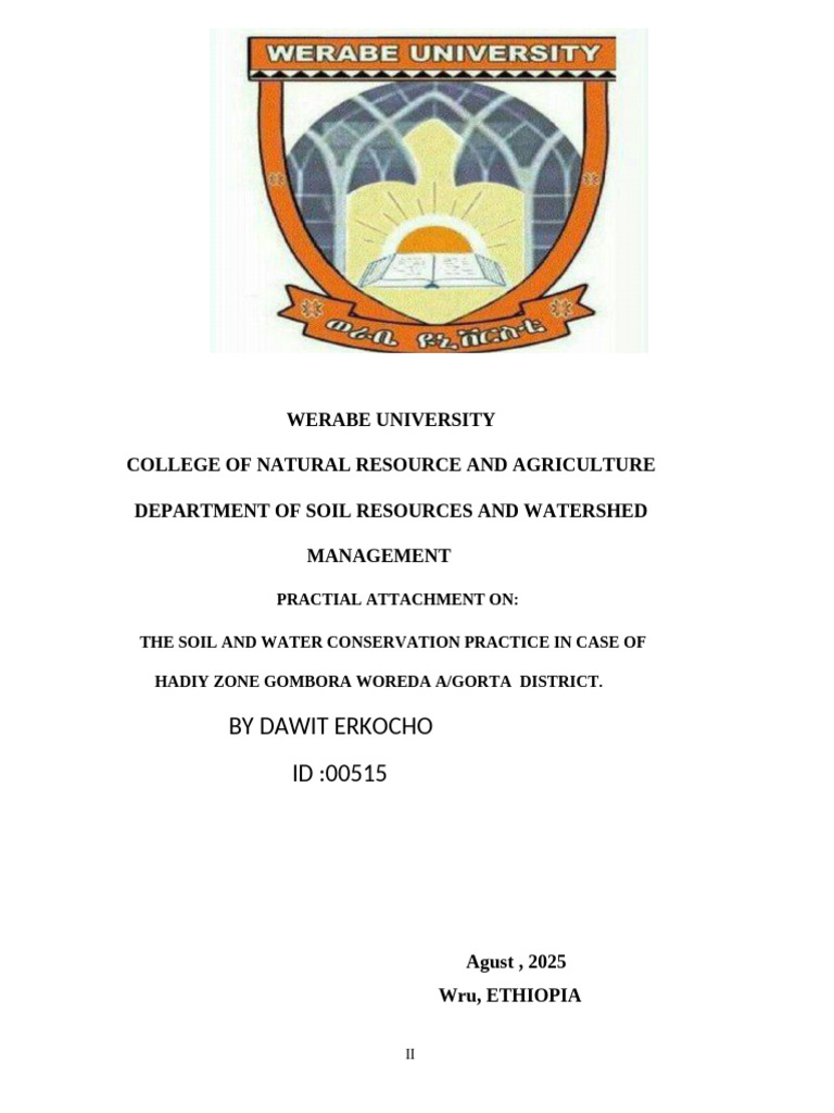 DAWIT ERKOCHO Practical Attachiment | PDF | Erosion | Soil