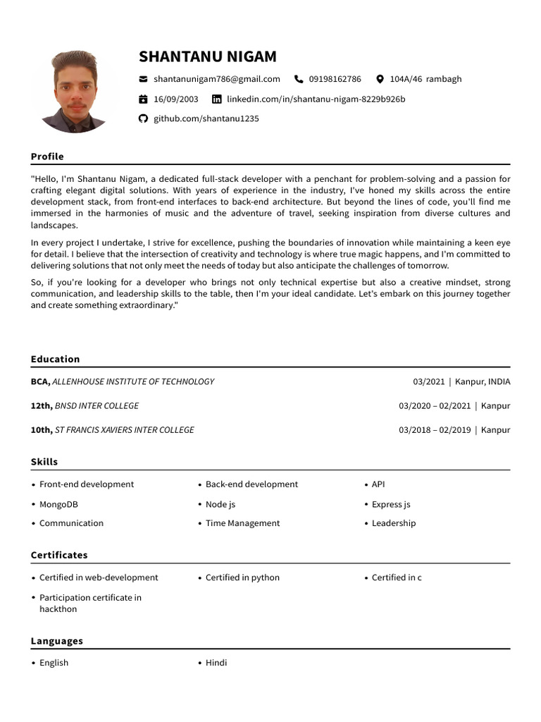 SHANTANU-NIGAM-FlowCV-2 | PDF