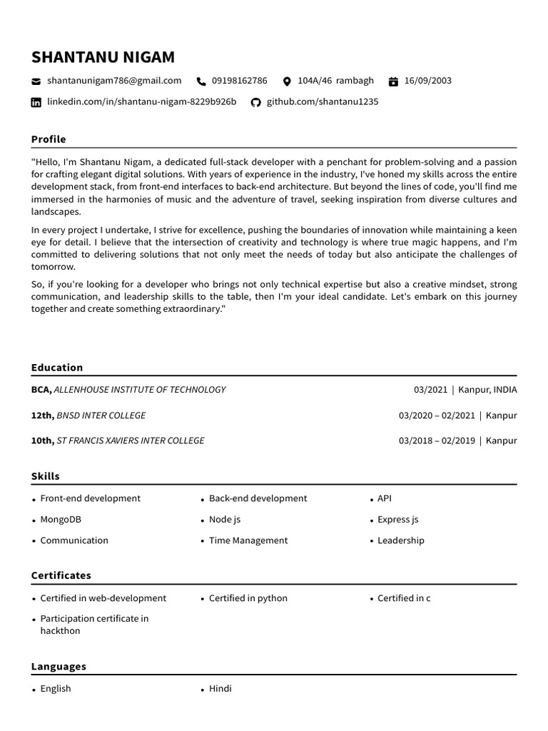 SHANTANU-NIGAM-FlowCV-3 | PDF