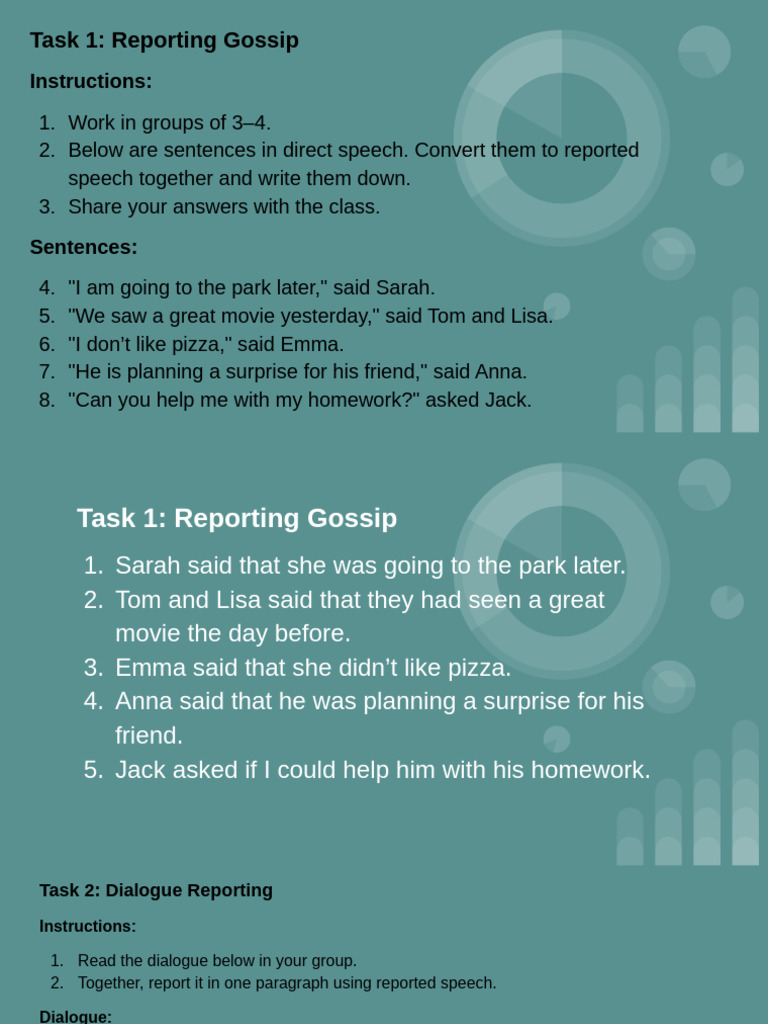 Task 1: Reporting Gossip: Instructions | PDF