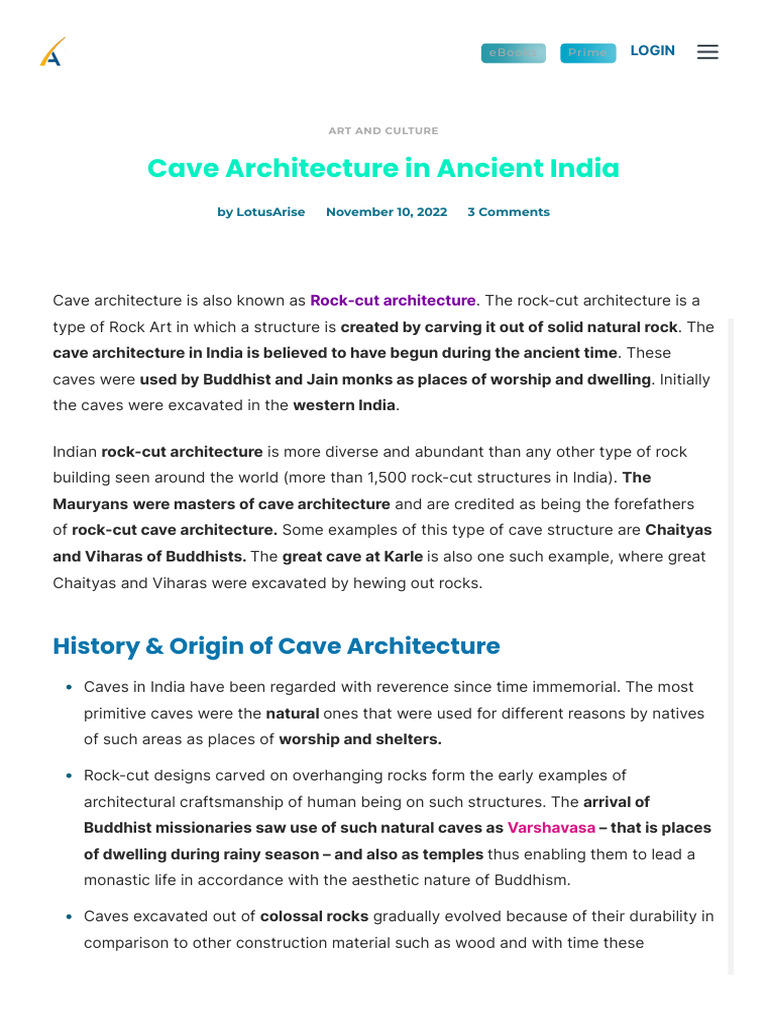 Ancient Indian Cave Architecture | PDF
