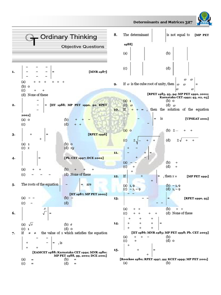 Ques. Determinants (Part 1) | PDF | Abstract Algebra | Linear Algebra