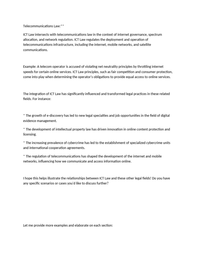 ICT Law and Telecommunications Overview | PDF | Copyright Infringement ...