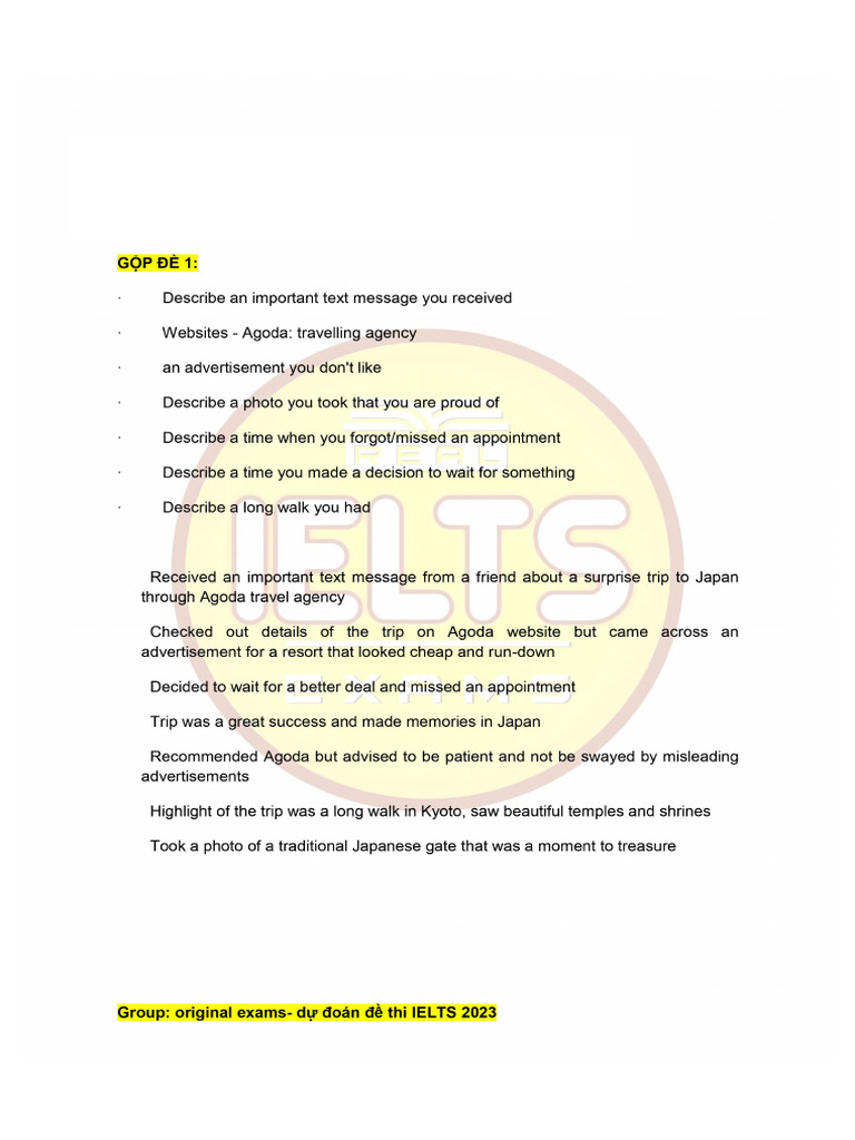 sample gom đề speaking | PDF