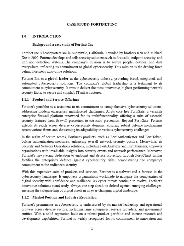 Case Study - Fortinet Inc | PDF | Computer Security | Security