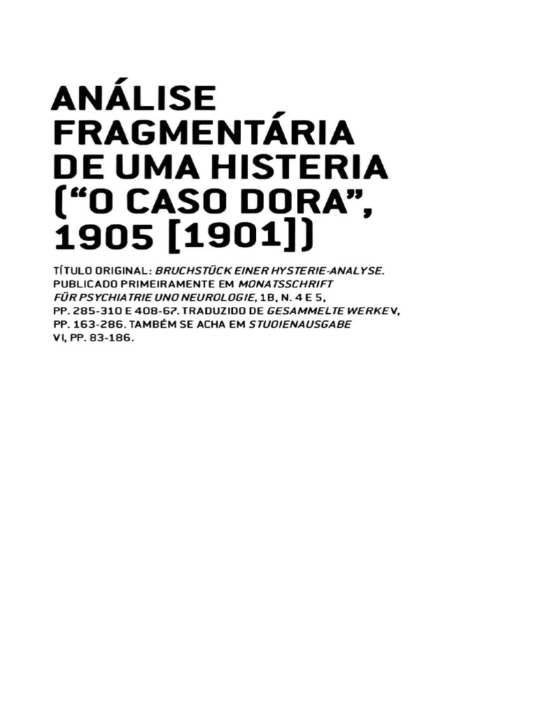 O Caso Dora 1901-1905 | PDF