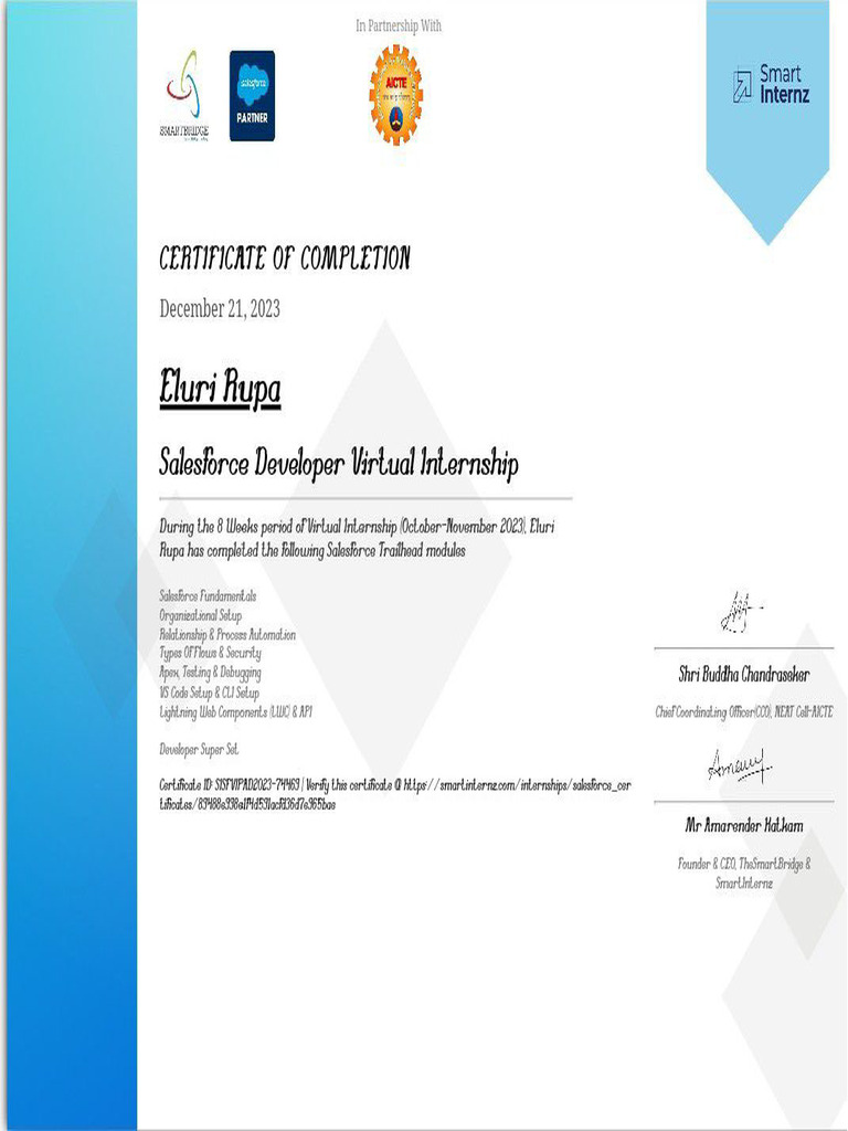 Rupa Eluri's Internship Certificates | PDF