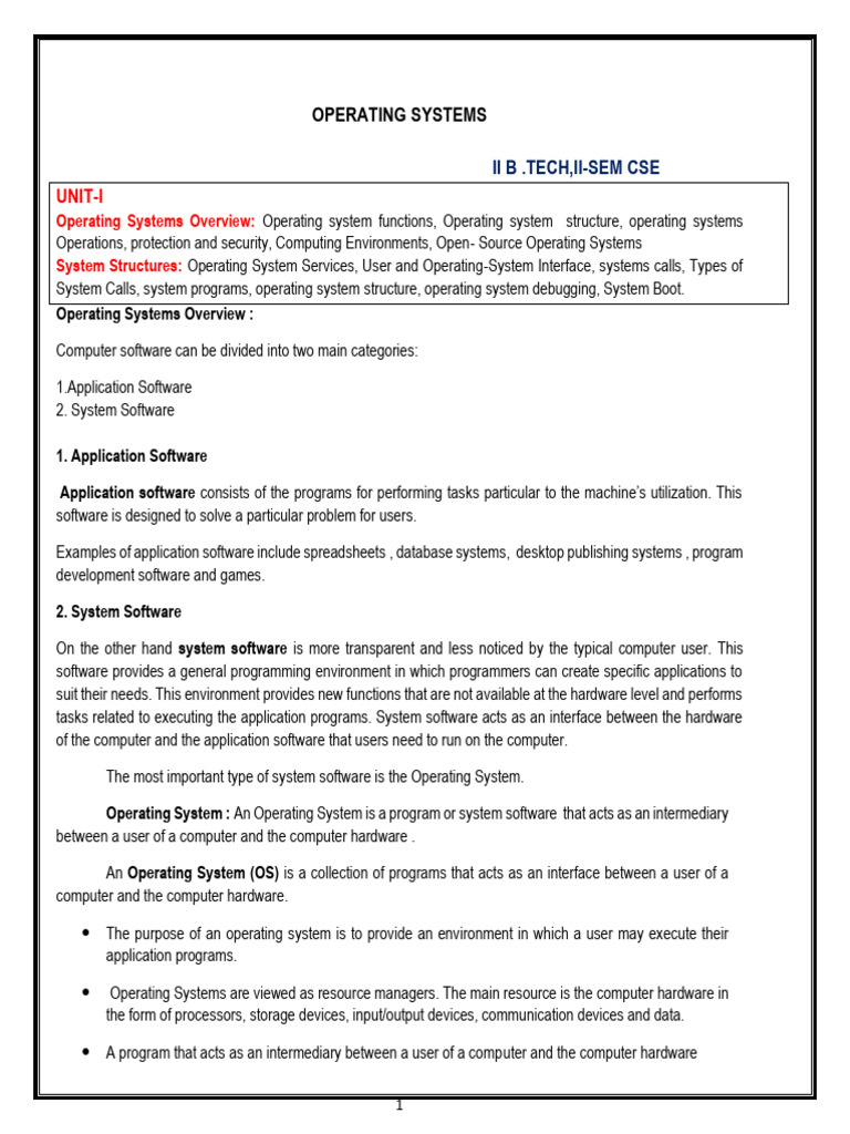 R23 OS-UNIT-I | PDF | Operating System | Process (Computing)