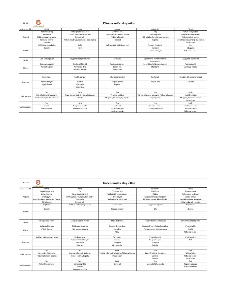 Gimi 2024.november Etlap | PDF