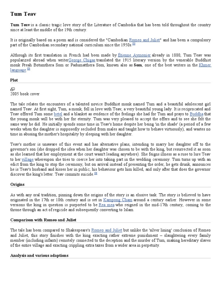 Tum Teav | PDF | Cambodia | Poetry