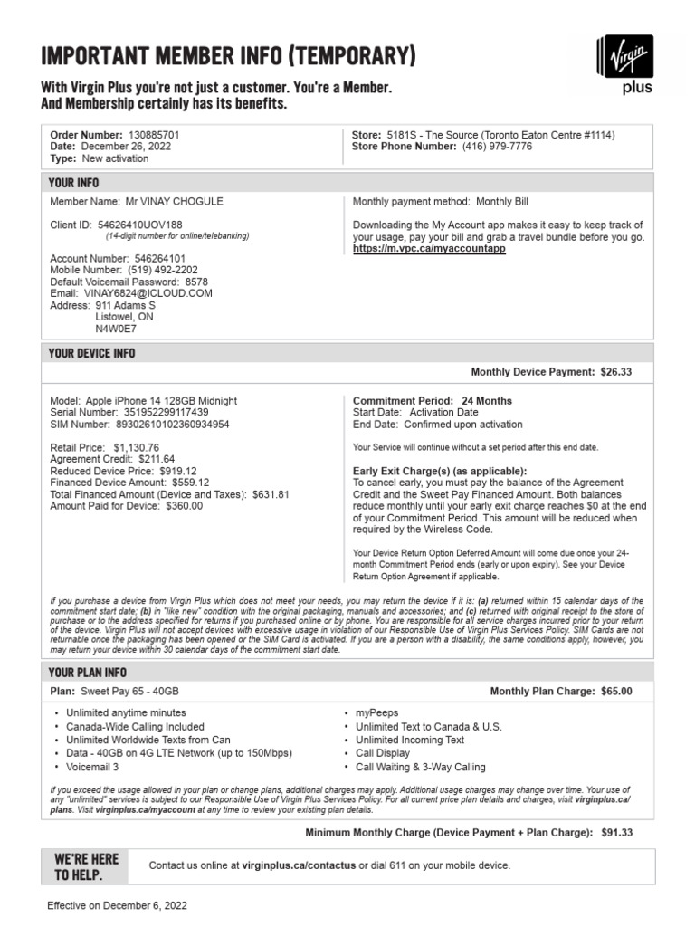 Virgin Plus Membership Agreement | PDF | Credit Card | Interest