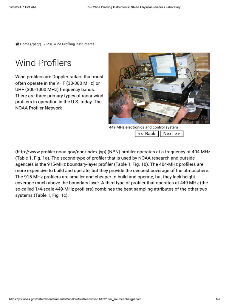 PSL Wind Profiling Instruments - NOAA Physical Sciences Laboratory | PDF | Telecommunications ...