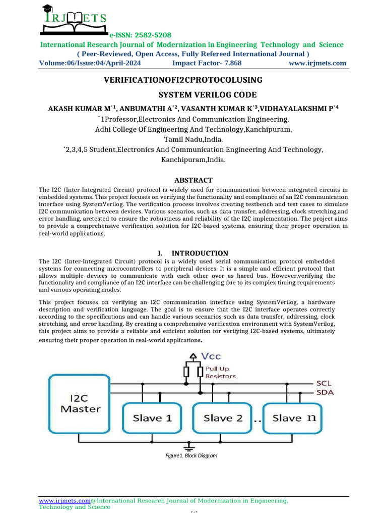 Journal Paper I2c Protocol | PDF | Formal Verification | Electrical Engineering