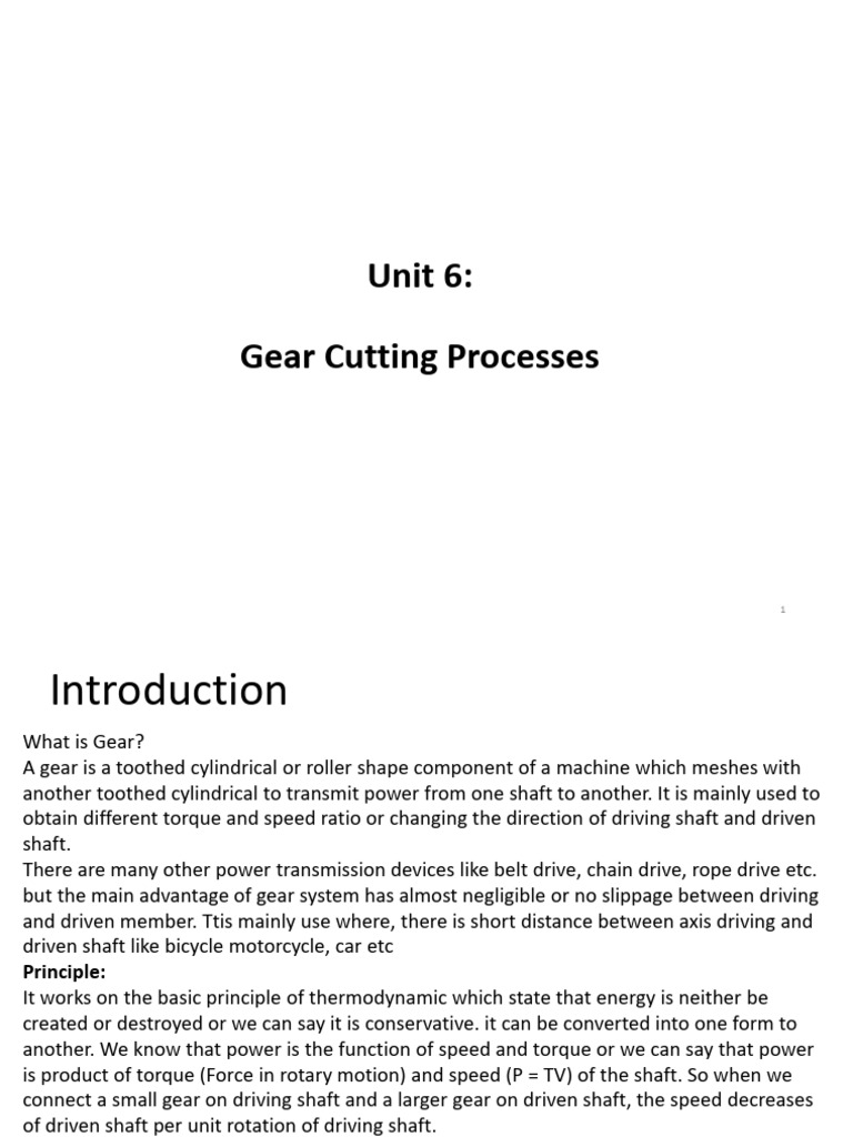 Unit VI | PDF | Gear | Tools