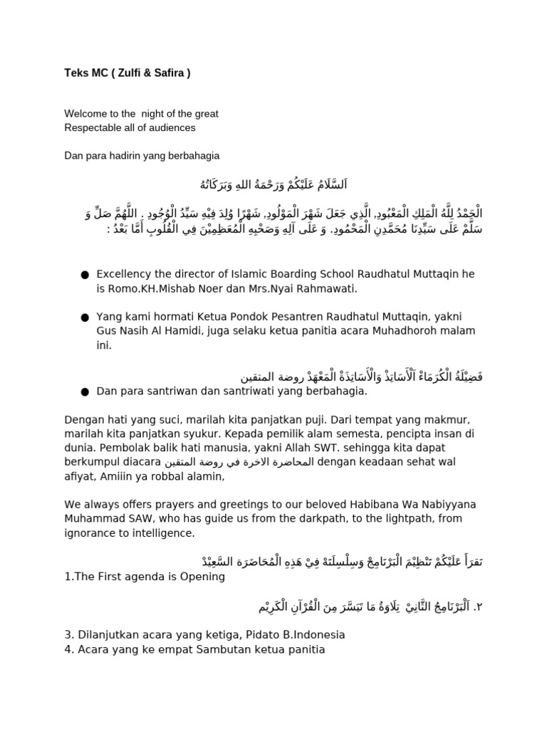 Teks MC ( Zulfi & Safira ) | PDF