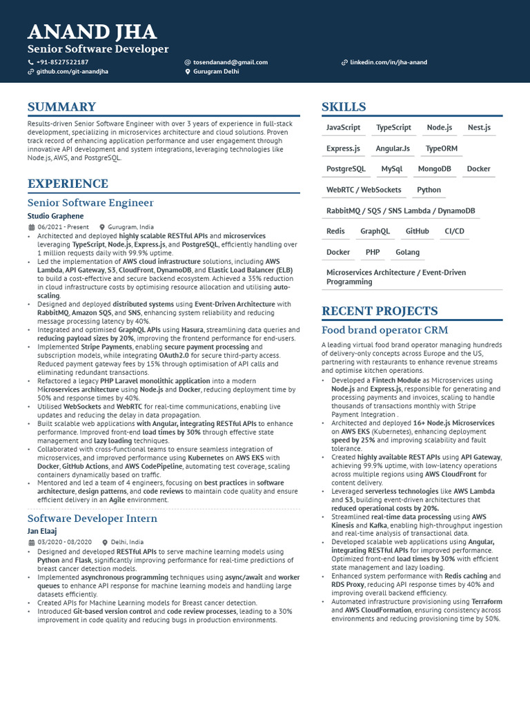 Senior Software Engineer Profile | PDF | Amazon Web Services | Cloud Computing