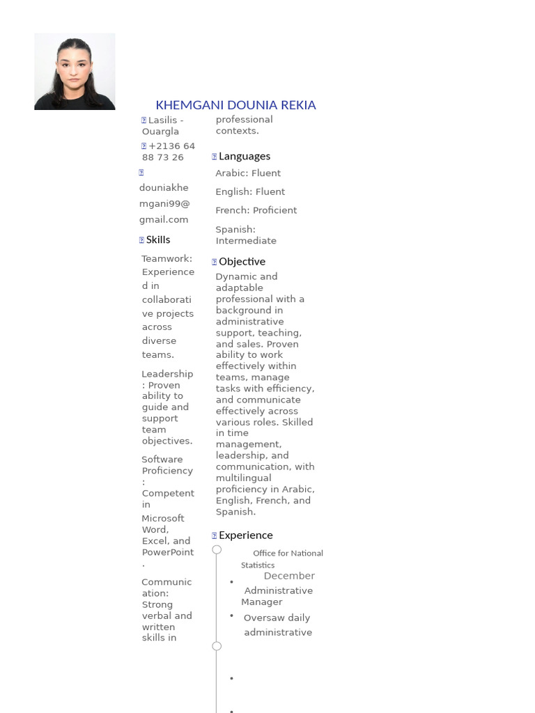 Copie de CV_202411051533357 | PDF | Fluency | Human Communication