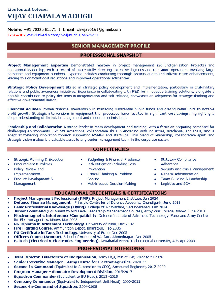 CH Vijay CV - 1 | PDF | Corporate Social Responsibility | Leadership