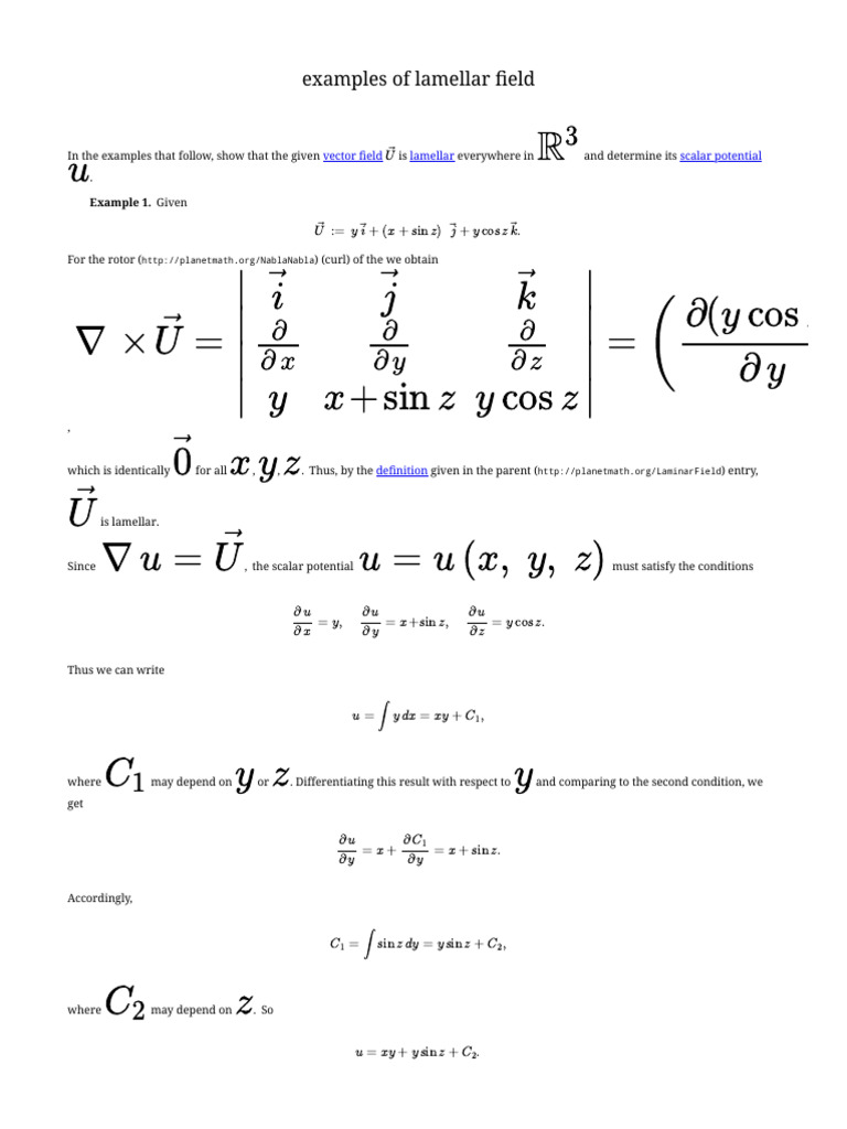 Lamellar Field Examples & Potentials | PDF | Geometry | Mathematics