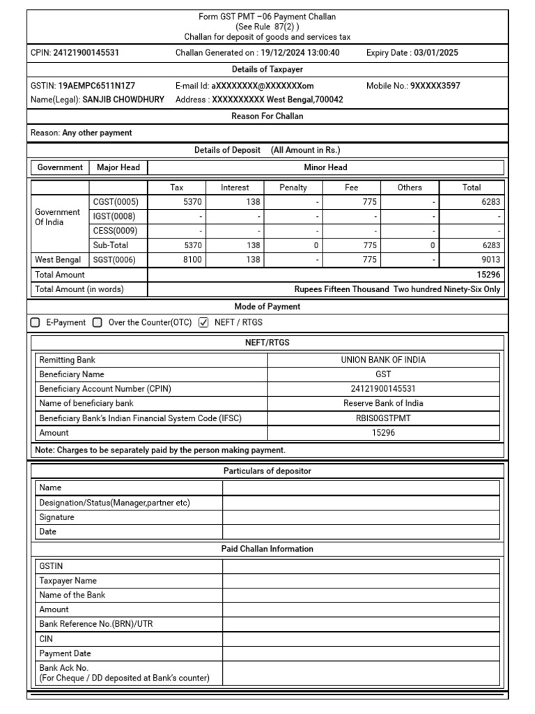Gst-Challan - 2024-12-19T130043.831 | PDF | Personal Finance | Money